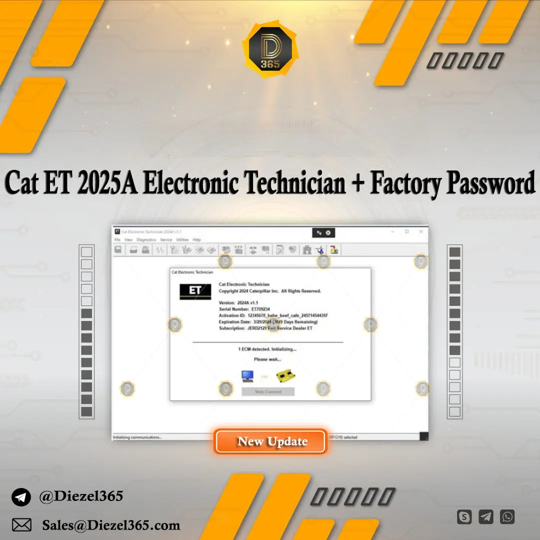 Caterpillar ET 2025A Electronic Technician + Factory Password – With K ...