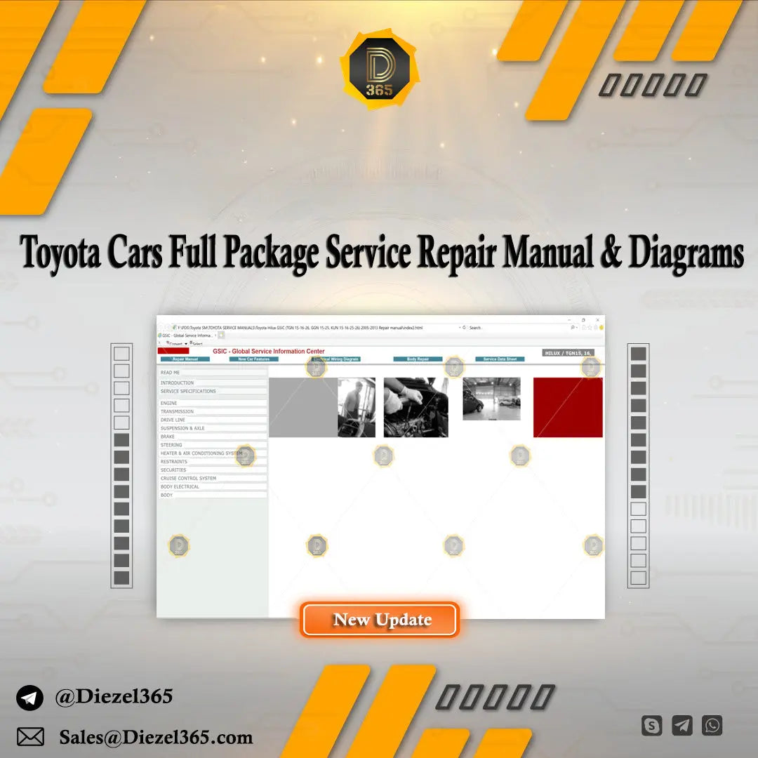 Toyota Cars Full Package Service Repair Manual & Diagrams – ⛽ Diezel365